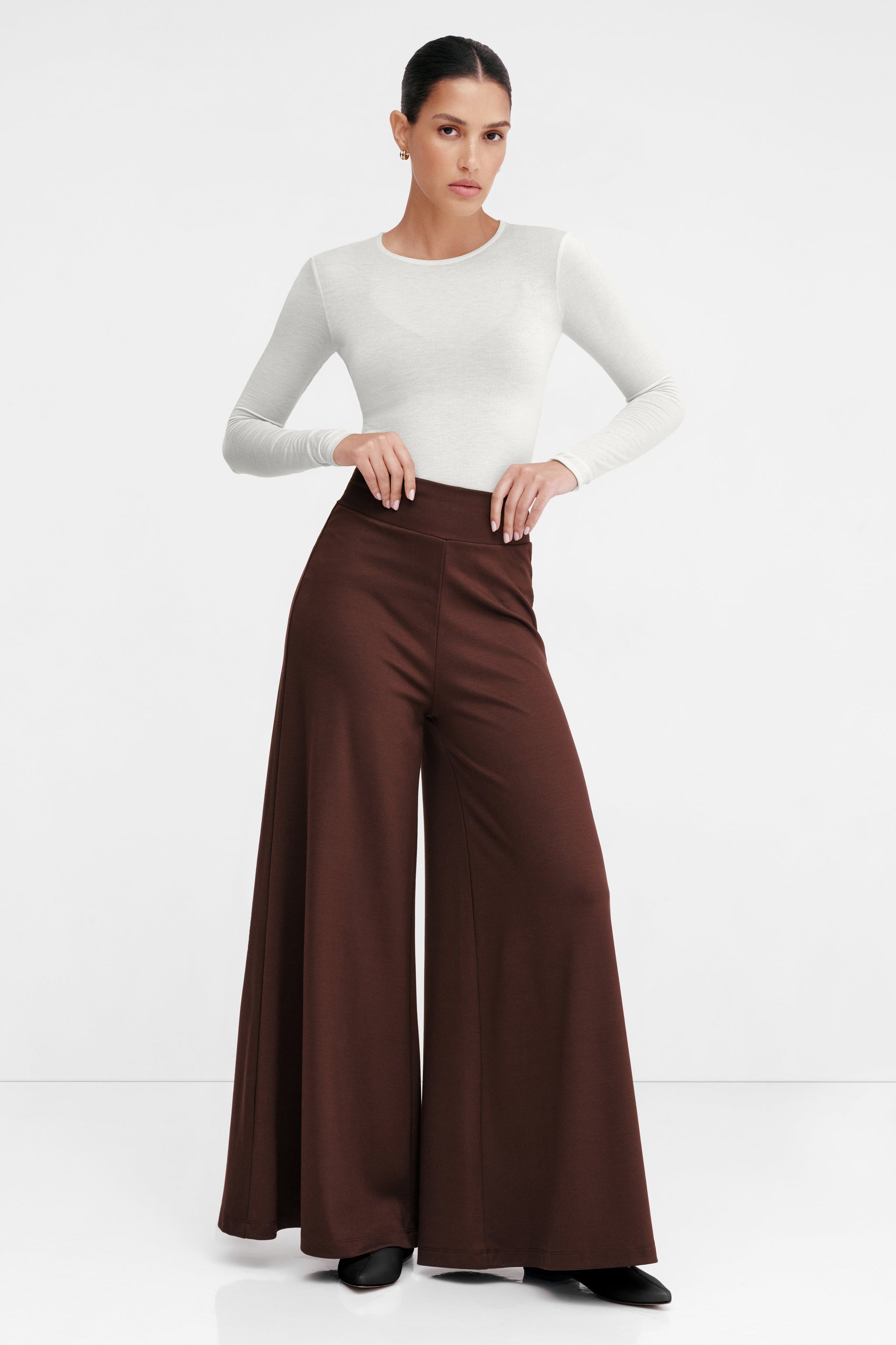 Brown Extra-Wide Full-Length Trouser - Georgia Pants | Marcella