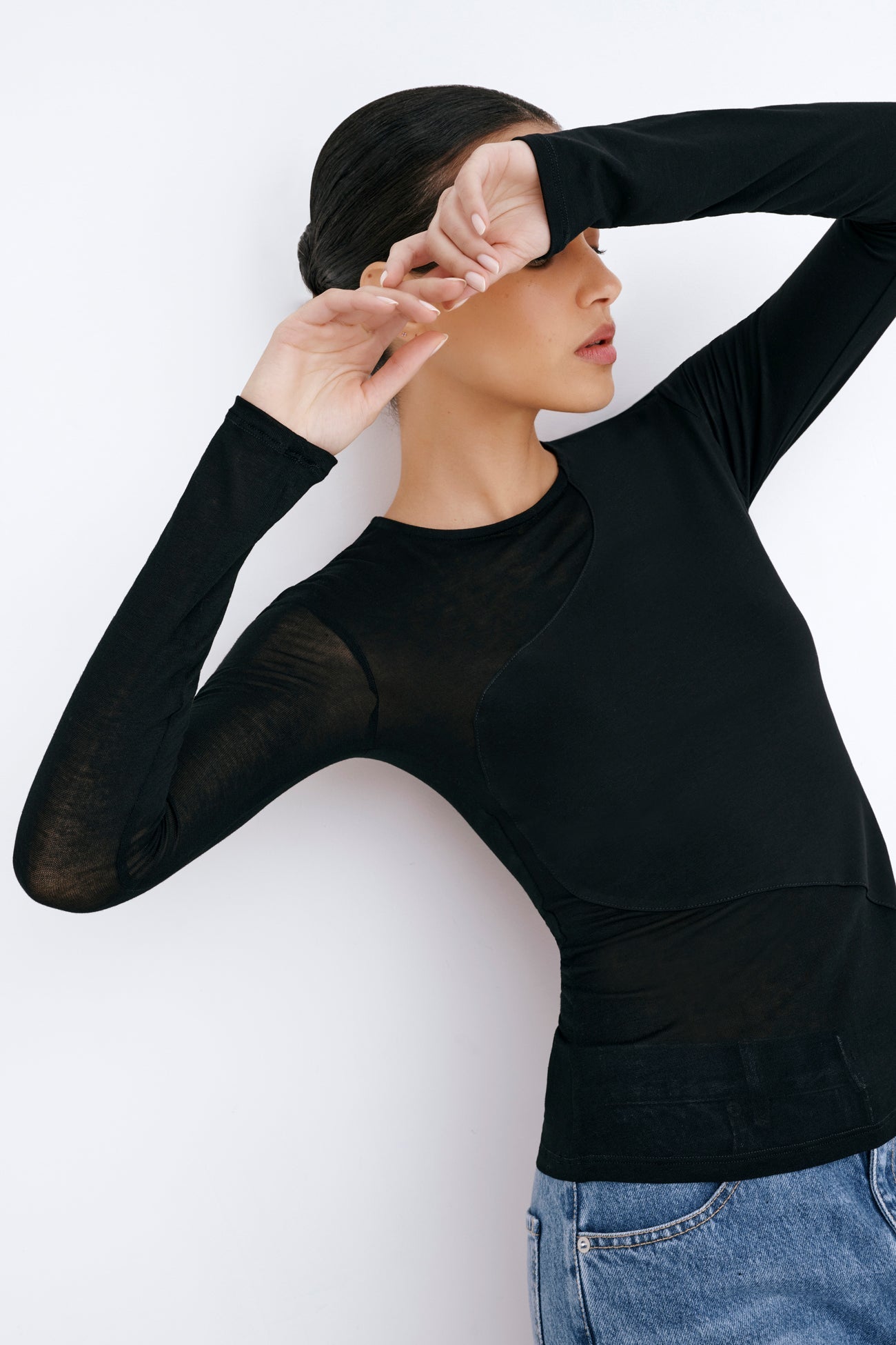Black Fitted Long-Sleeve Top - Casey Top | Marcella