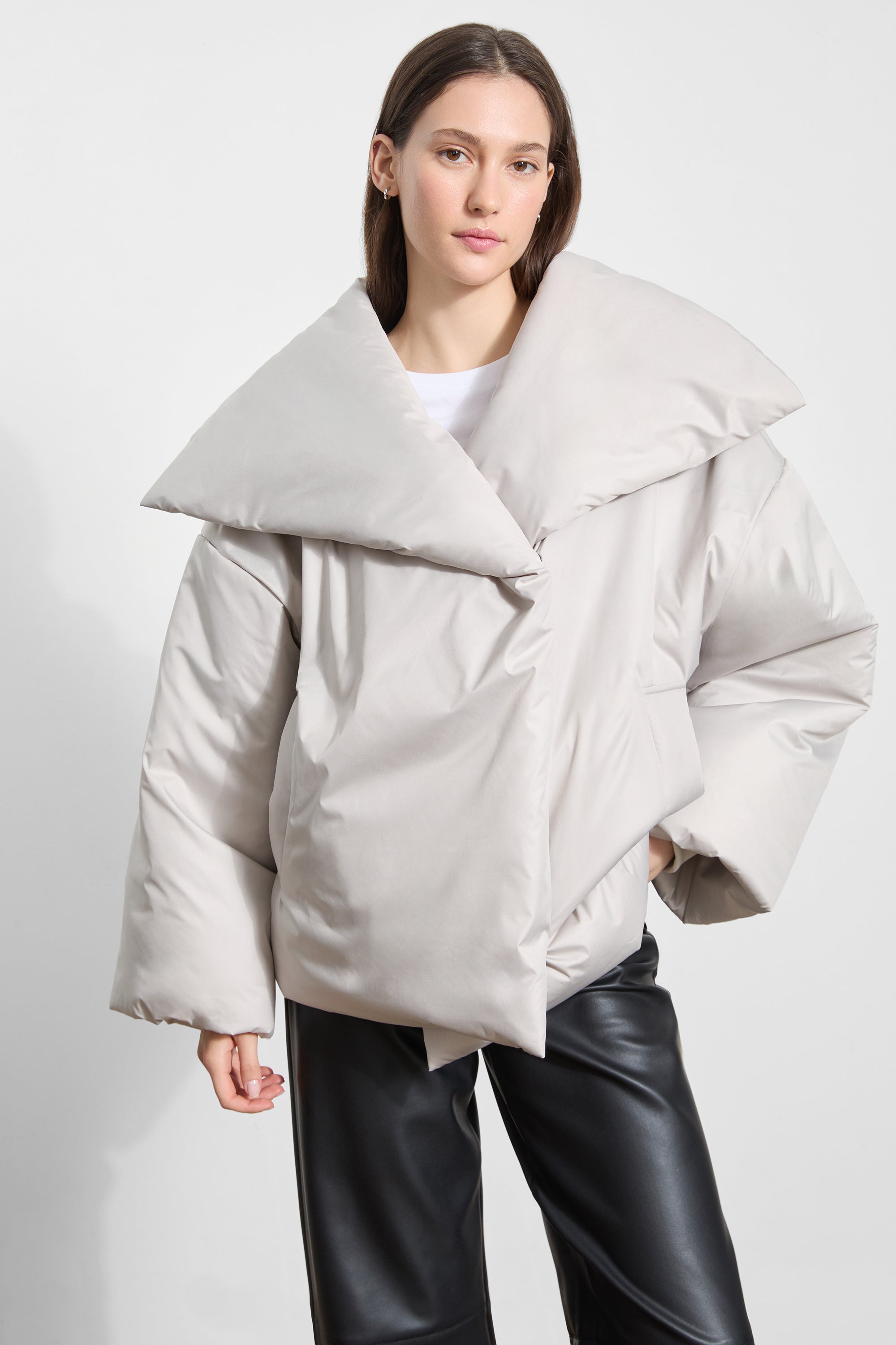 Light Fog Grey Oversized Puffer Jacket - Bronte Puffer Coat