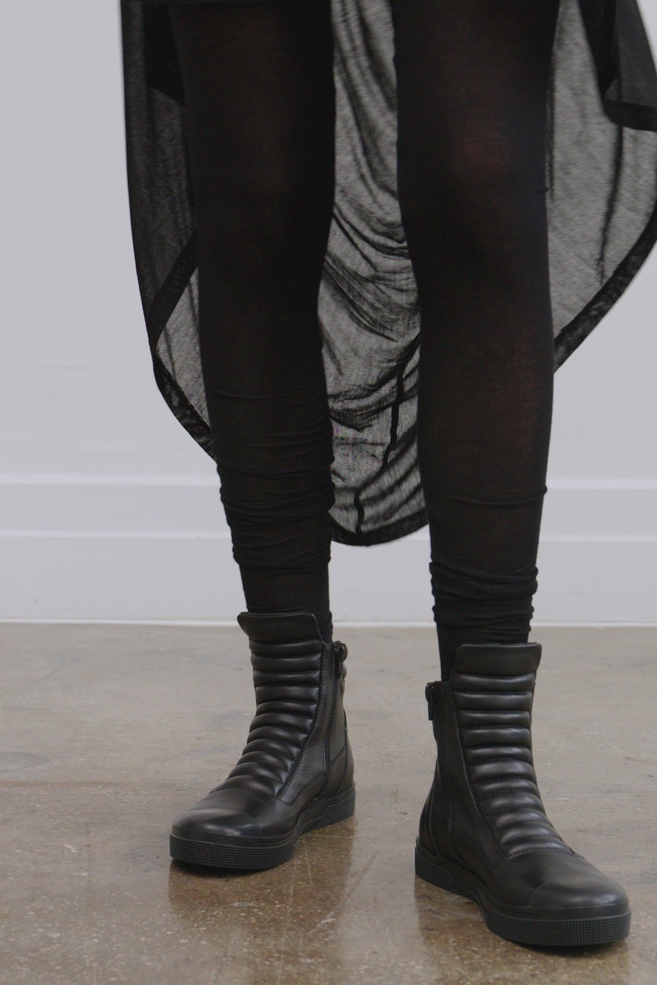 Women's Black Leather Sneaker Boots - Journey Boots | Marcella